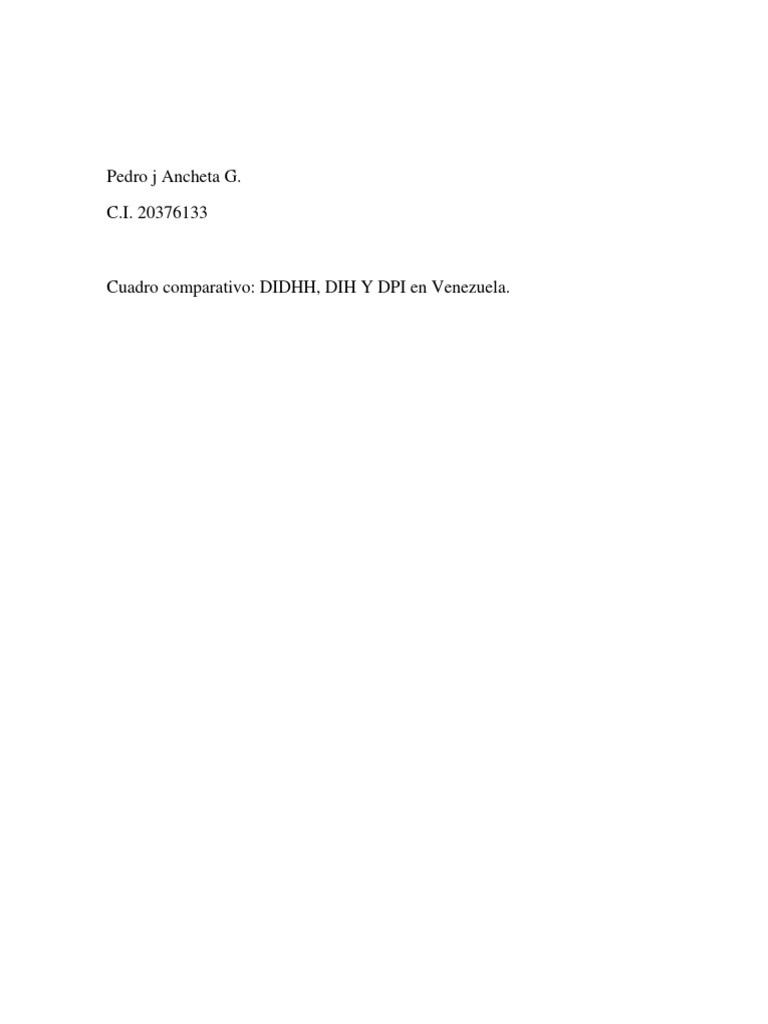 Comparativa DIDHH, DIH, DPI Venezuela | PDF | Ley humanitaria ...