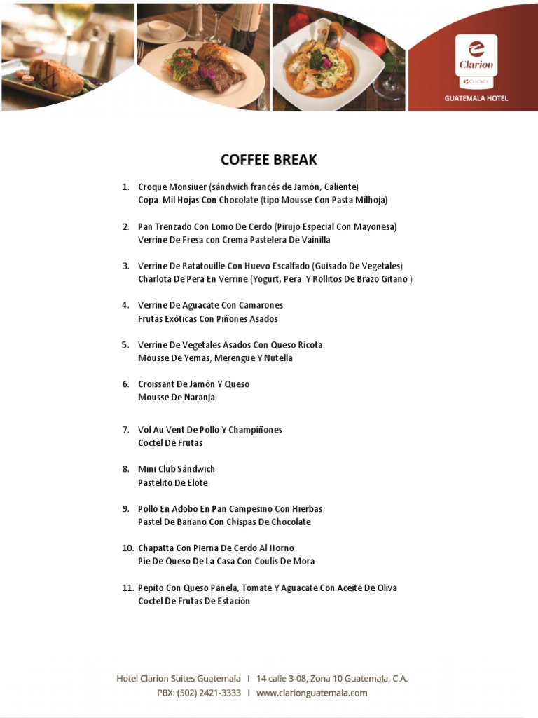 Menus Coffee Break | PDF