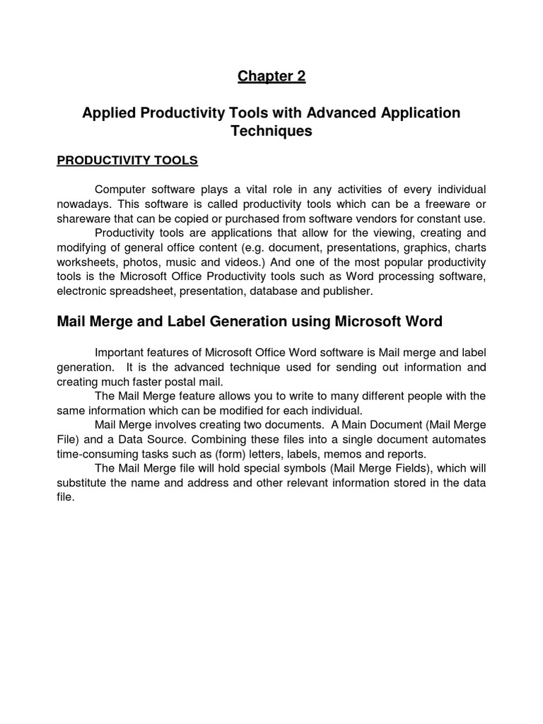 Applied Productivity Tools With Advanced Application Techniques | PDF ...