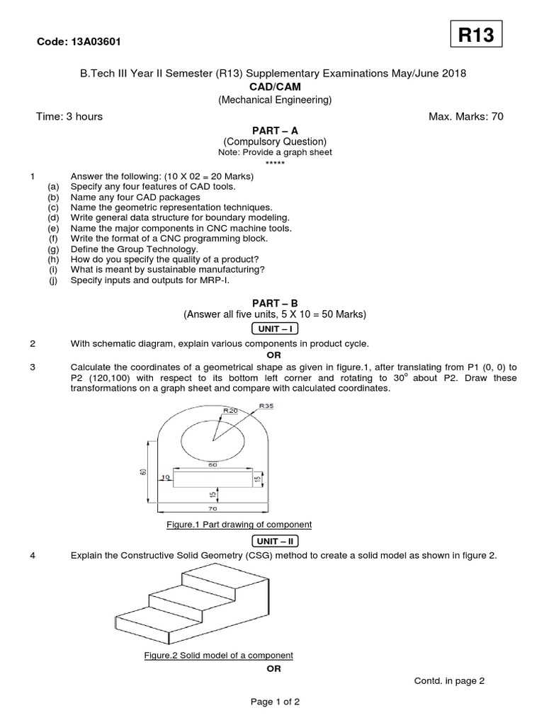 B.Tech CAD/CAM Exam Paper 2018 | PDF | Computer Aided Design ...