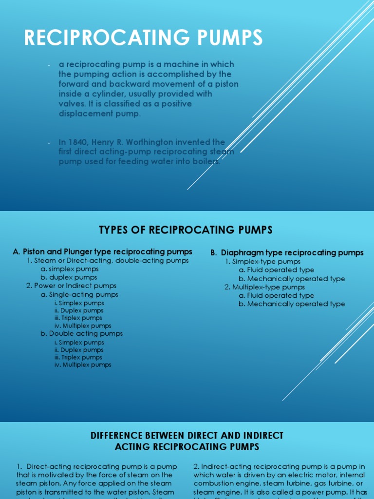 Reciprocating PUMPS | PDF | Pump | Steam Engine