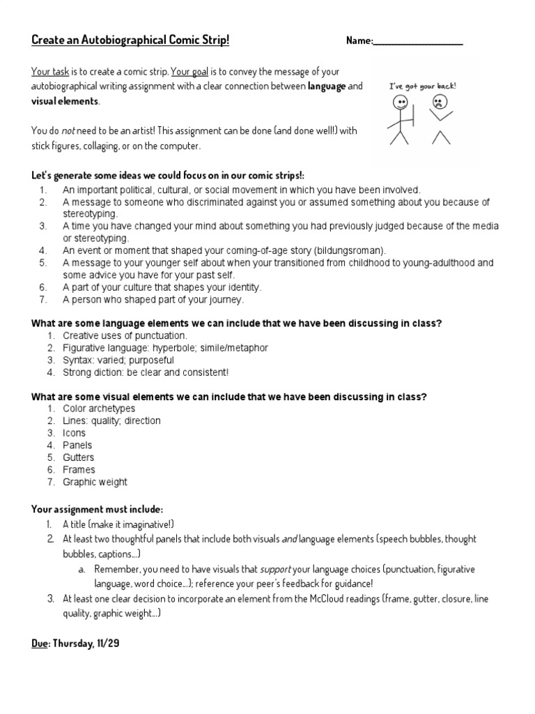 Create Your Autobiographical Comic Strip | PDF