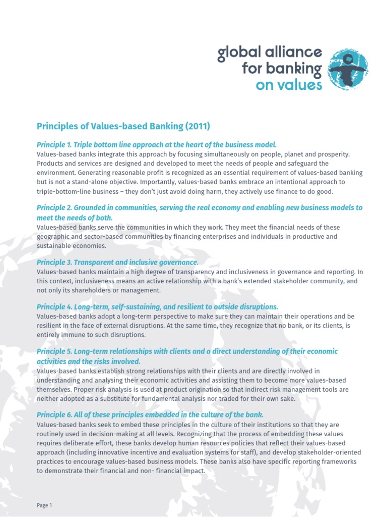 Principles of Values-Based Banking | PDF | Governance | Banks