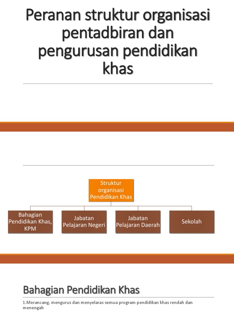 Peranan Struktur Organisasi Pentadbiran Dan Pengurusan Pendidikan Khas | PDF