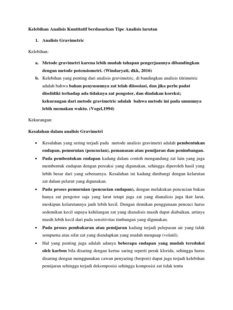 Kelebihan Analisis Kuntitatif Berdasarkan Tipe Analisis Larutan | PDF