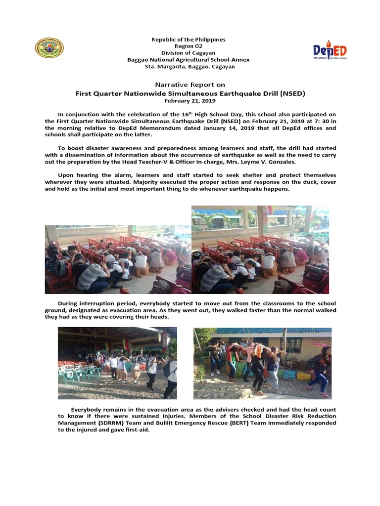 First Quarter National Earthquake Drill Report | PDF