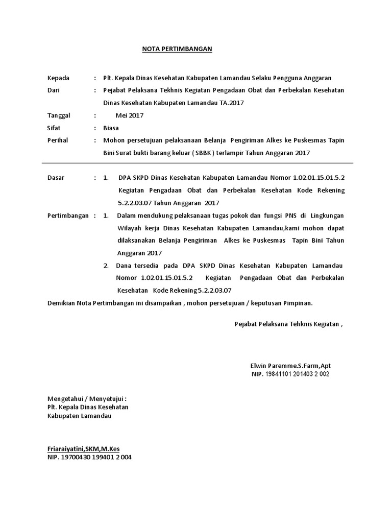 NOTA PERTIMBANGAN Tapin Bini | PDF
