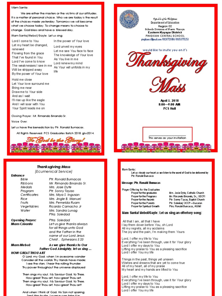 Thanksgiving Mass 2019 | PDF | God The Father | Jesus
