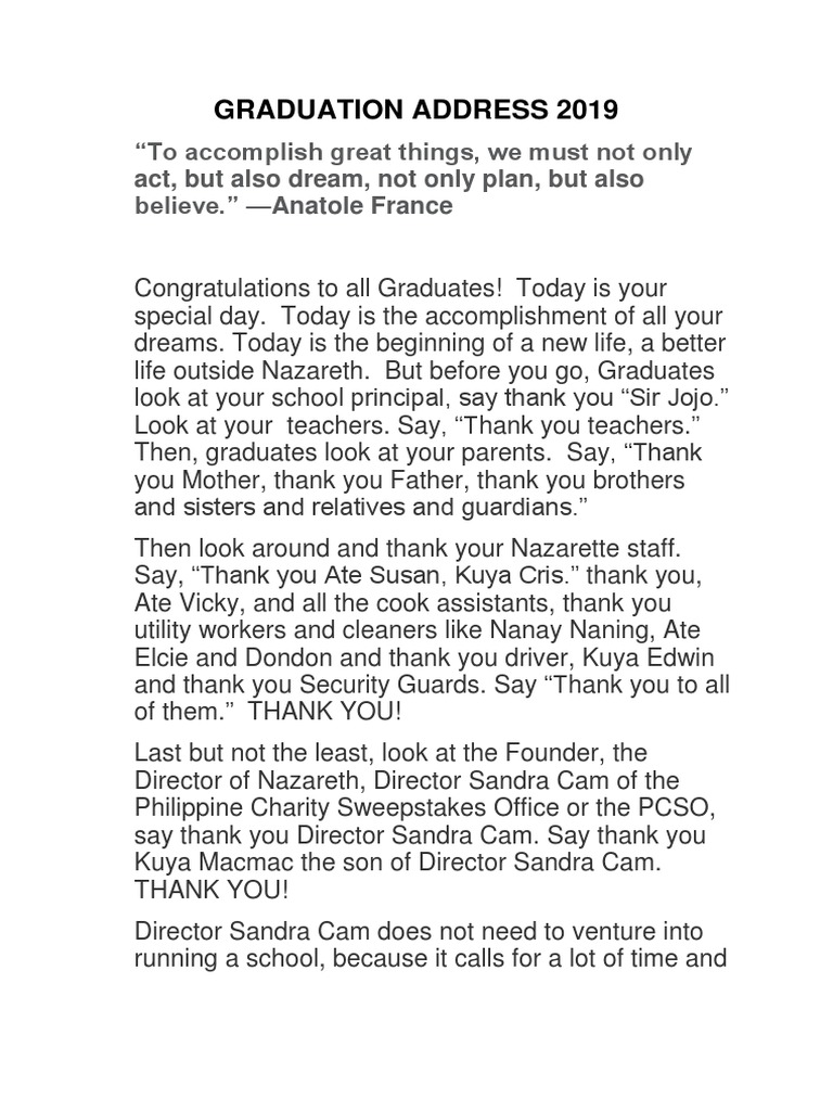 Graduation Address 2019 | PDF