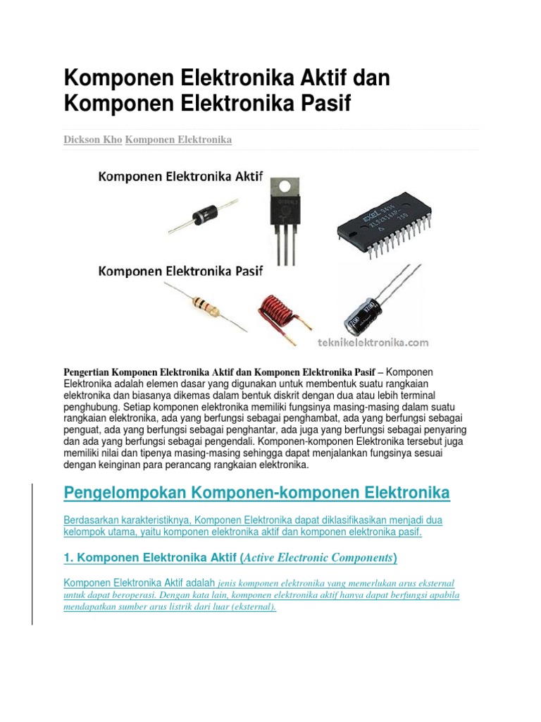 Komponen Elektronika Aktif Dan Komponen Elektronika Pasif | PDF | Sains & Matematika