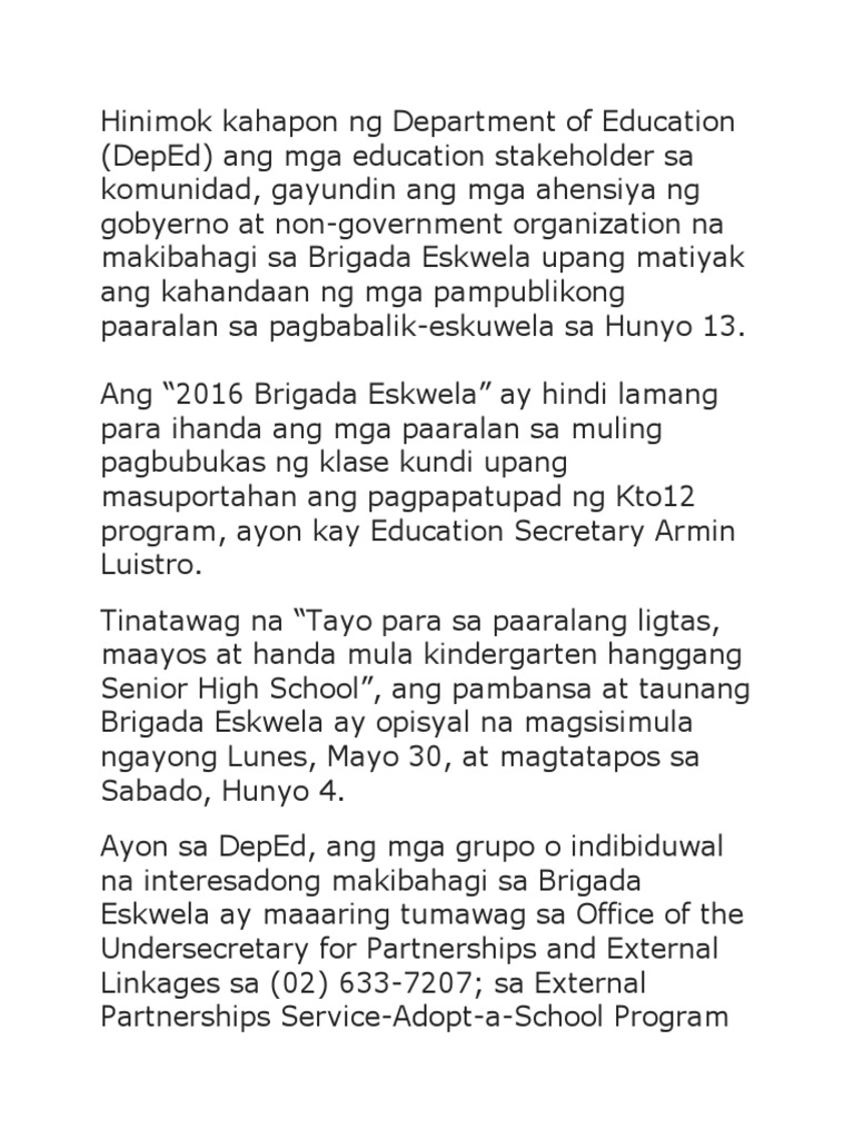 Brigada Eskwela | PDF