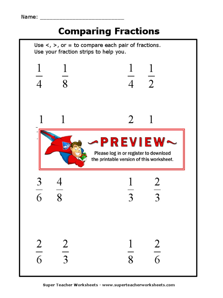 Comparing Fractions: Name | PDF