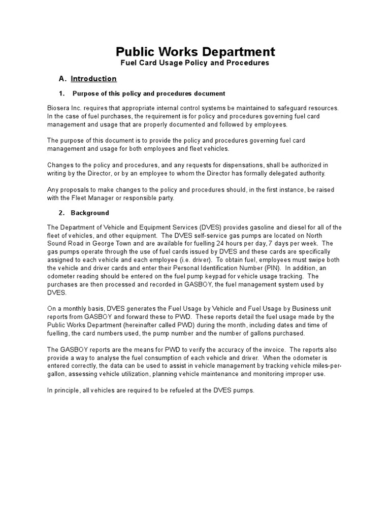 PWD Fuel Card Usage Policy | PDF | Receipt | Employment