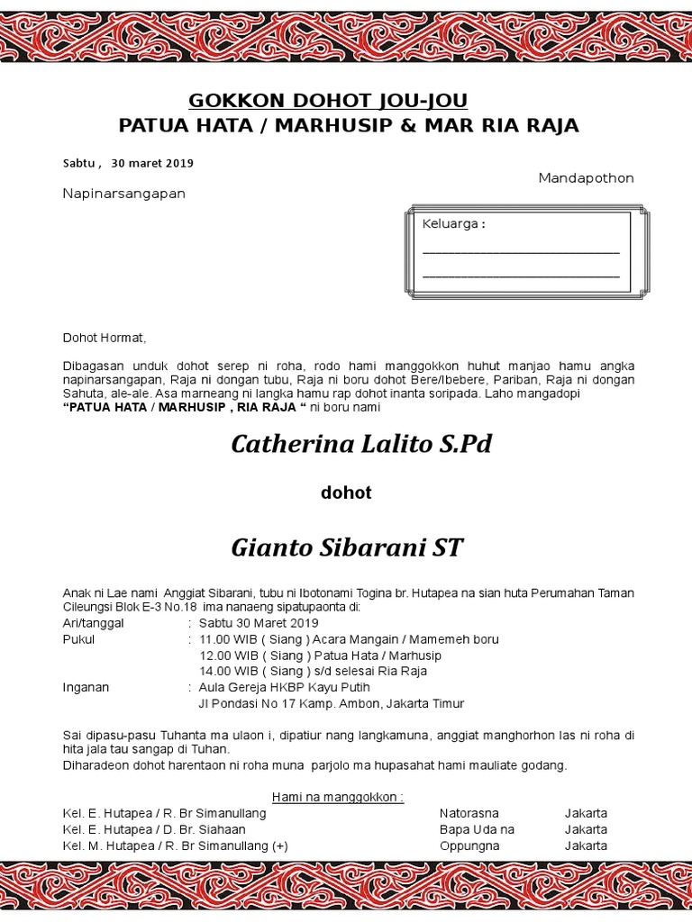 Undangan Marhusip, Martupol, Ria Raja | PDF