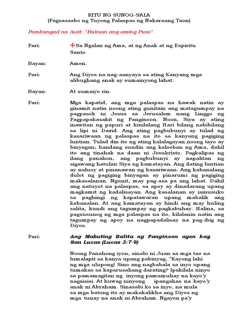 Ritu NG Sunog - Sala | PDF