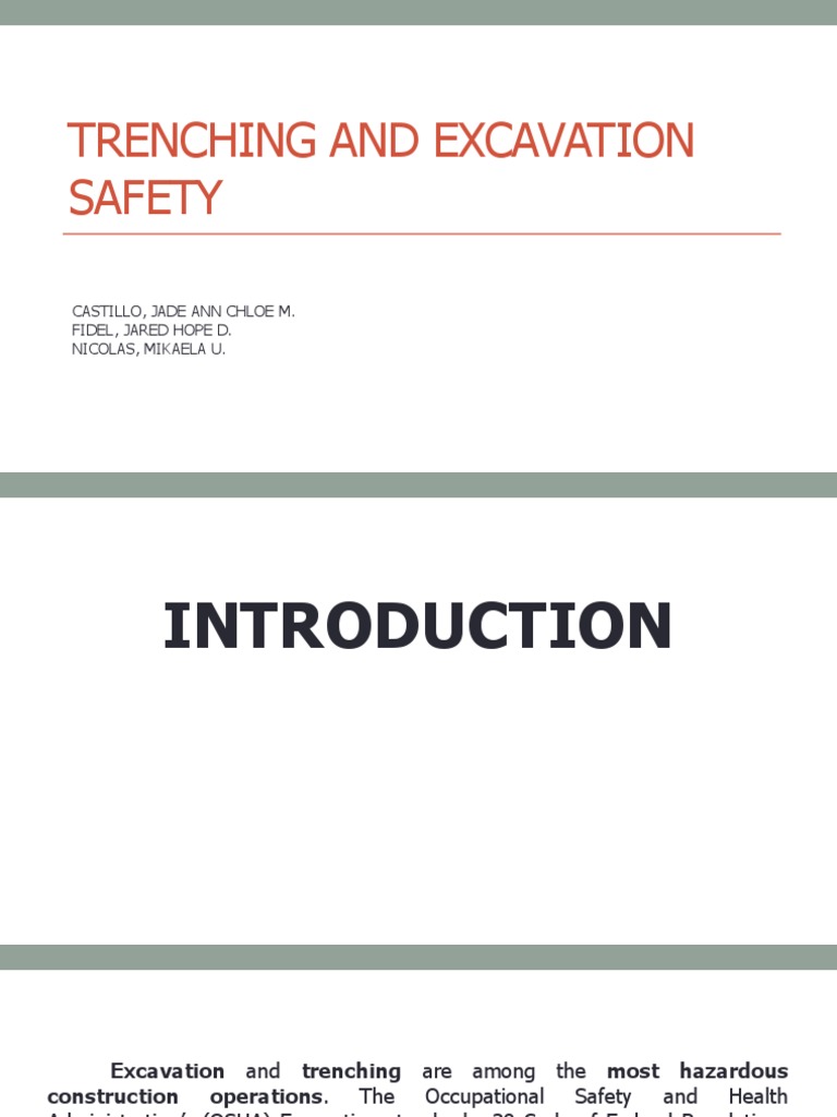 Trenching and Excavation Safety STEM 2 | PDF | Occupational Safety And ...