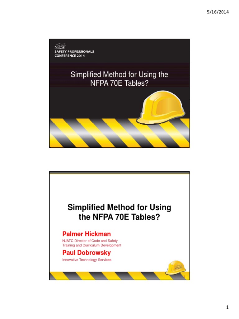 Simplified Method For Using The NFPA 70E Tables? | PDF | Personal ...
