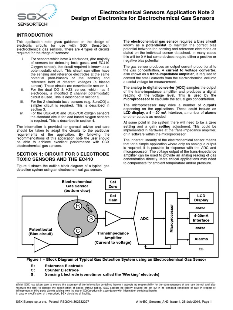 A1A EC SENSORS AN2 Design of Electronics For EC Sensors V4 | PDF ...