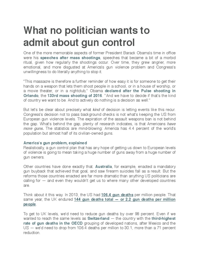 Gun Control | PDF | Gun Control | Gun Violence In The United States