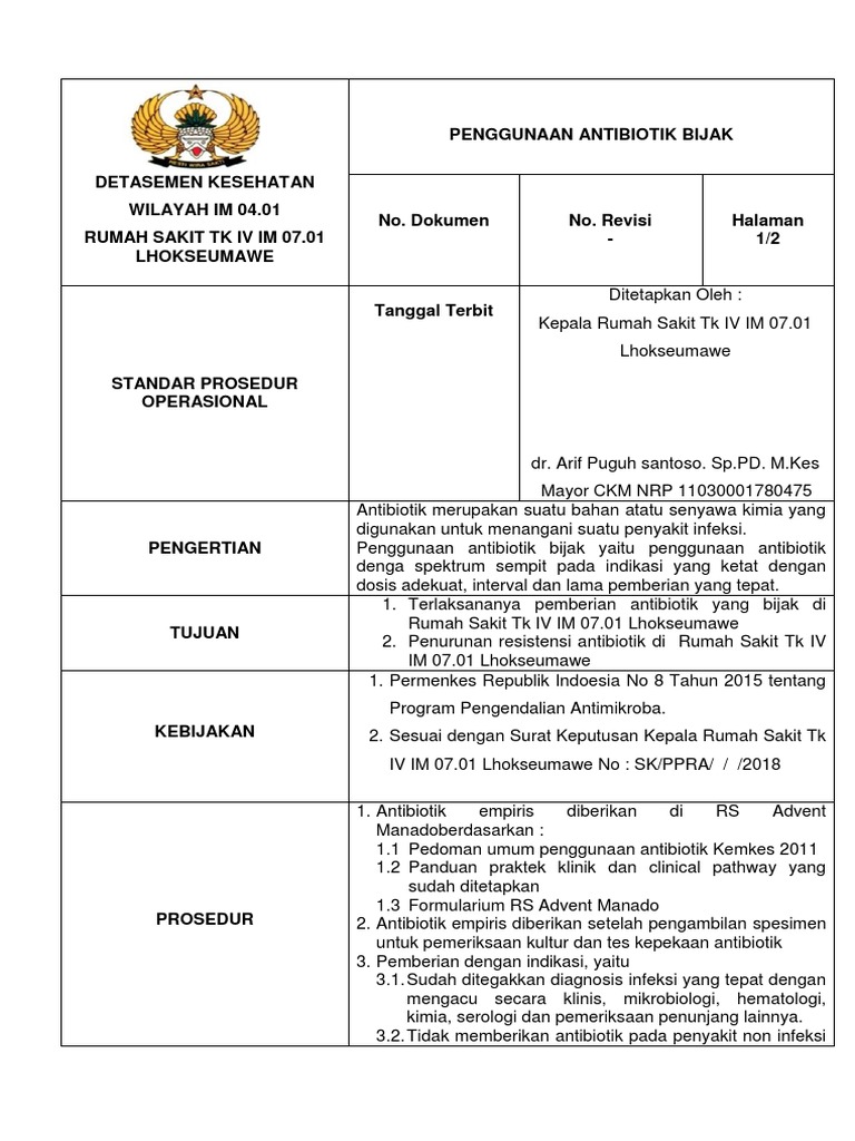 SPO PPRA Penggunaan Antibiotik Bijak | PDF