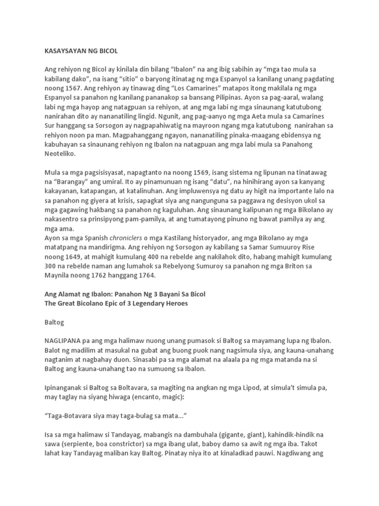 Kasaysayan NG Bicol | PDF