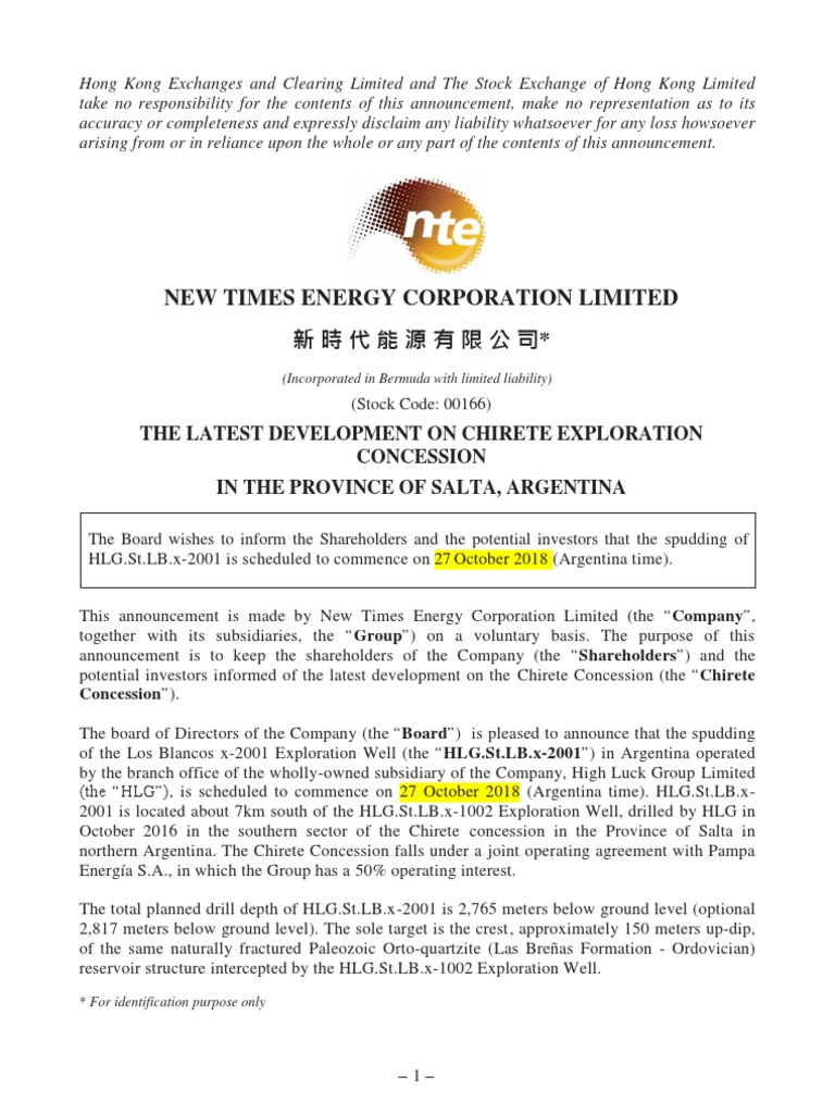 Chirete Concession Well Spudding Update | PDF | Board Of Directors ...