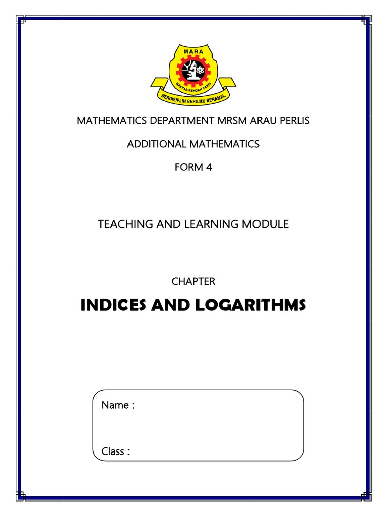 Additional Mathematics: Indices & Logarithms | PDF