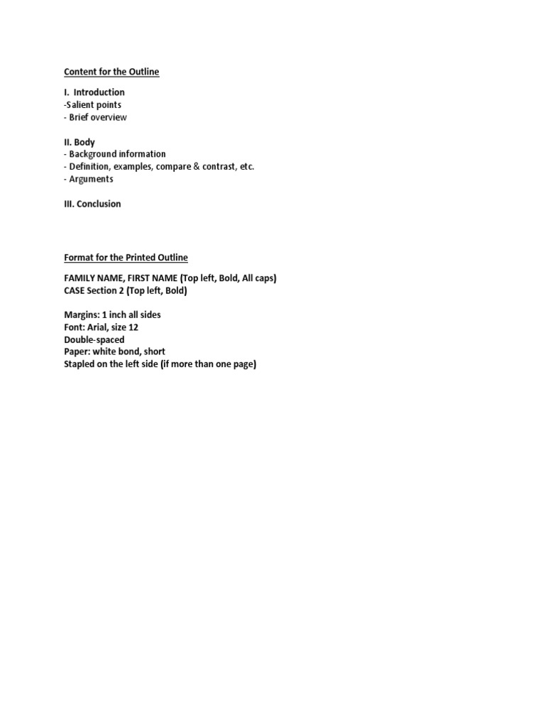 Outline Formatting Guidelines | PDF | Language Arts & Discipline