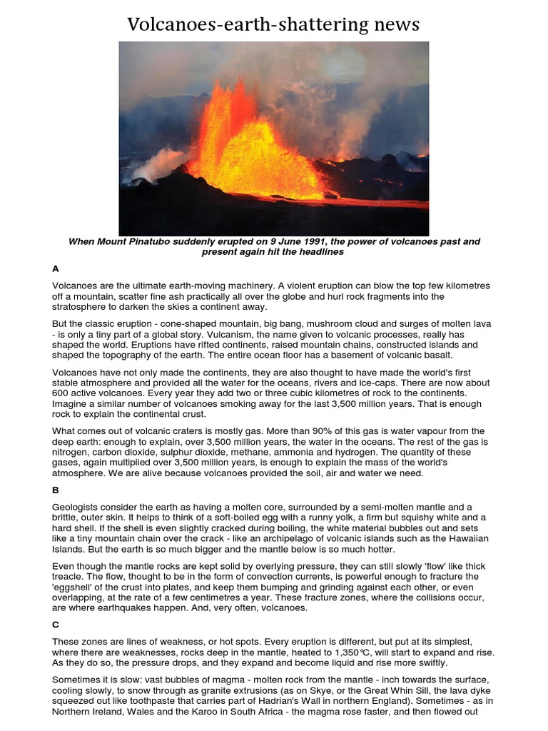 Reading Exercises-1 | PDF | Volcano | Types Of Volcanic Eruptions