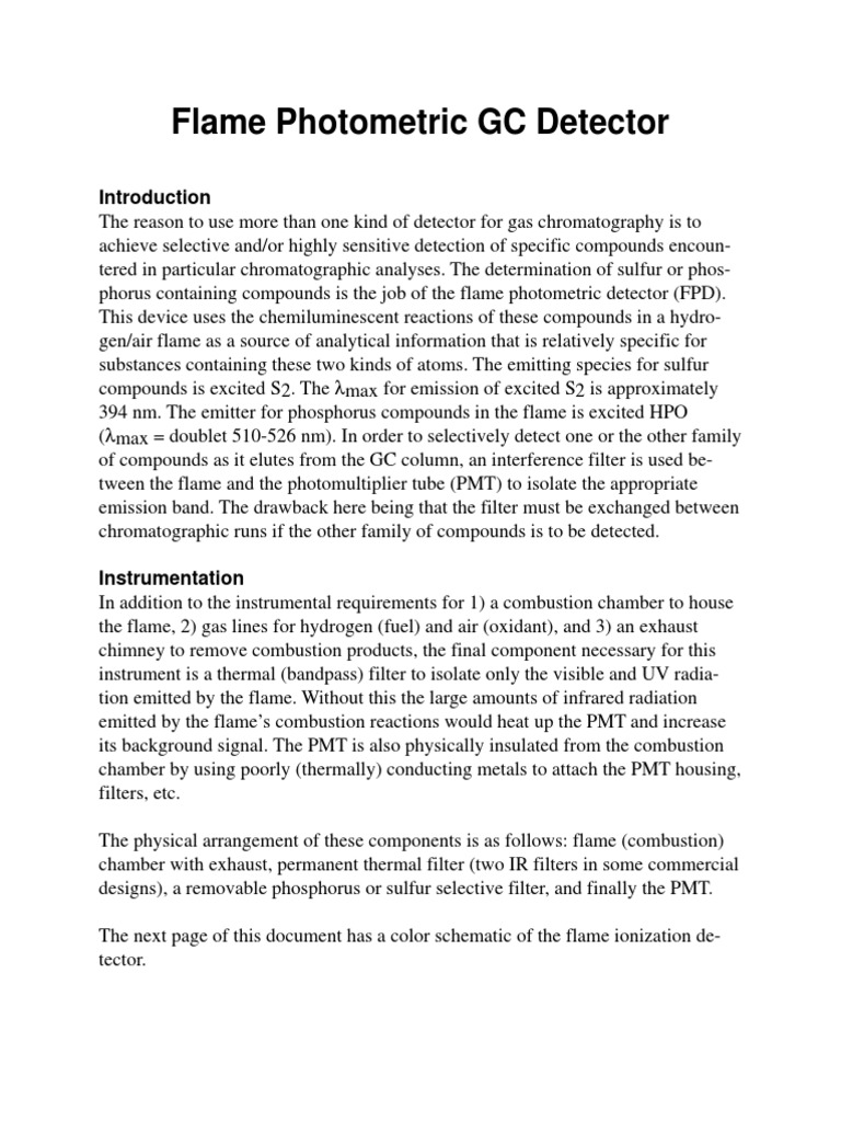 FPD PDF | PDF | Gas Chromatography | Optical Filter