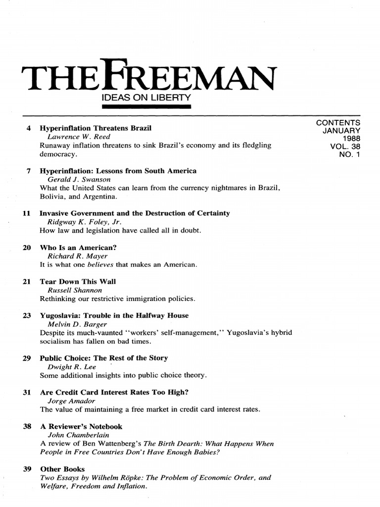 The Freeman 1988 - The Foundation For Economic Education | PDF ...