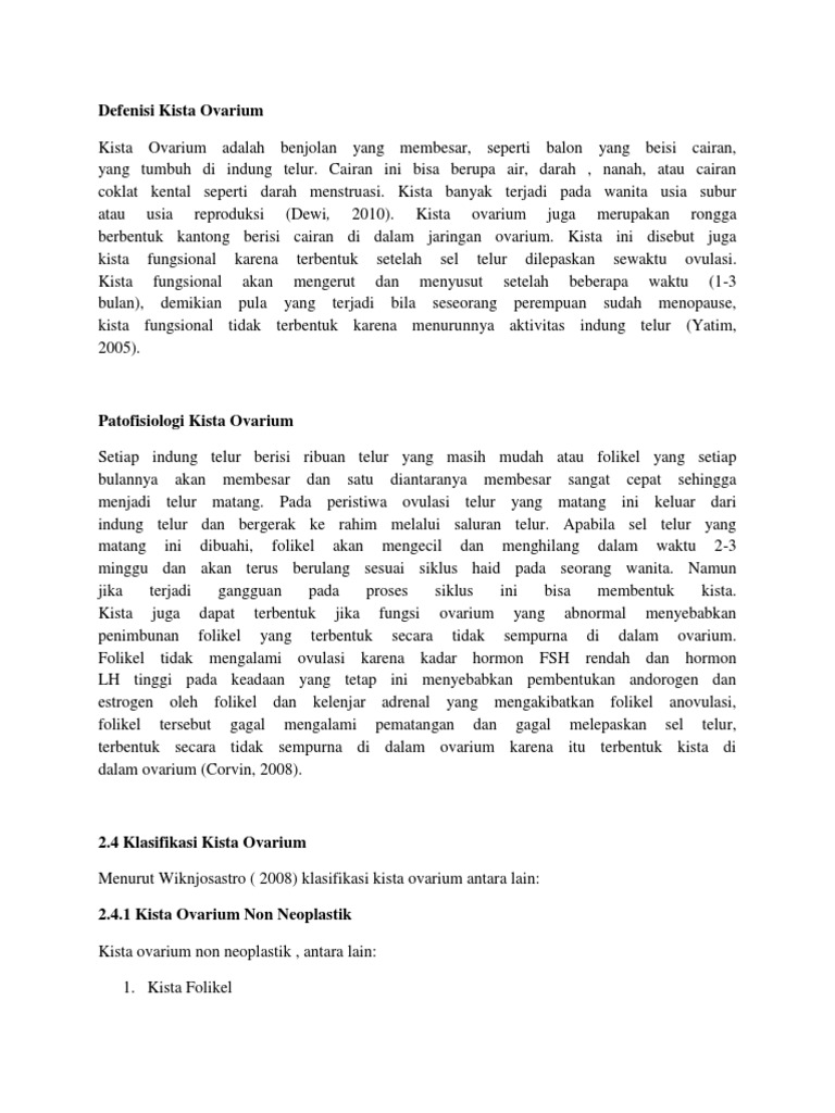 Kista Ovarium: Definisi, Gejala, dan Klasifikasi | PDF | Sains & Matematika