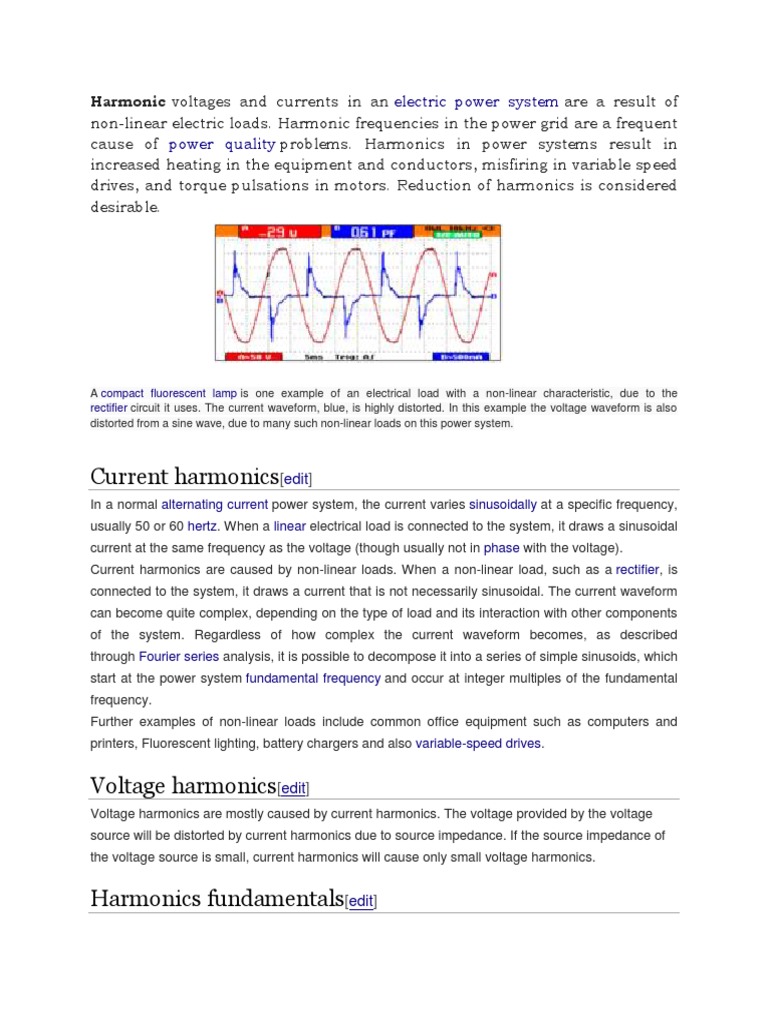 Current Harmonics: Electric Power System Power Quality | PDF | Physical ...