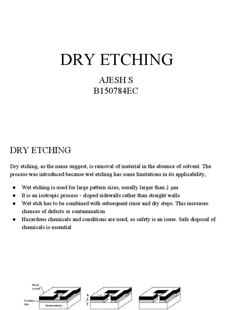 Dry Etching Pdf Microtechnology Physical Chemistry