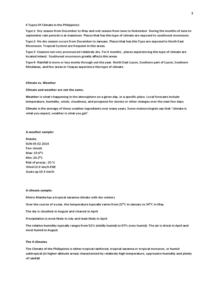 Climate Types in the Philippines | PDF | Global Warming | Greenhouse Effect