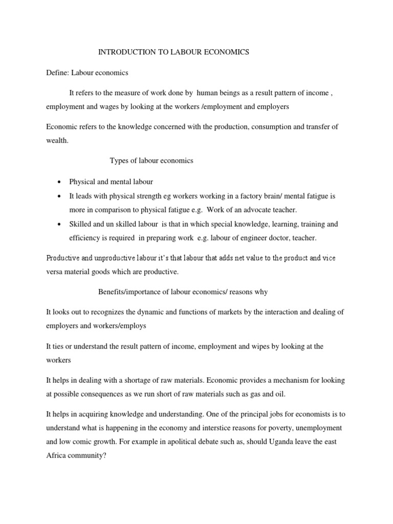 Overview of Labour Economics Concepts | PDF | Economics | Labour Economics