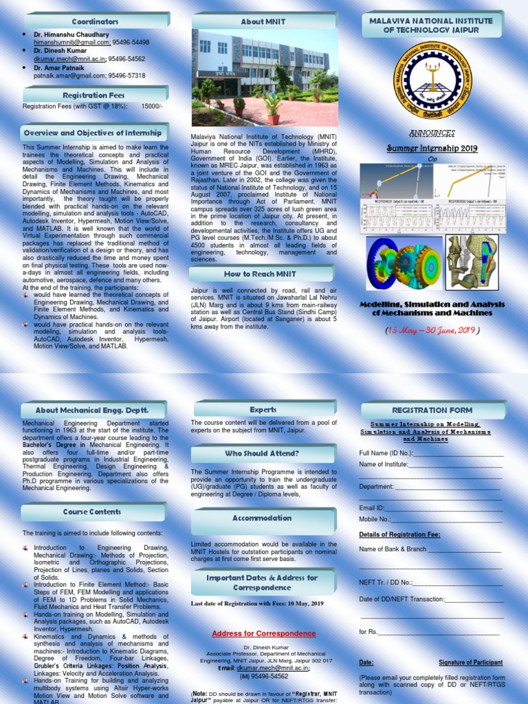 Summer Internship Brouchure 2018-2019 | PDF | Mechanical Engineering | Engineering