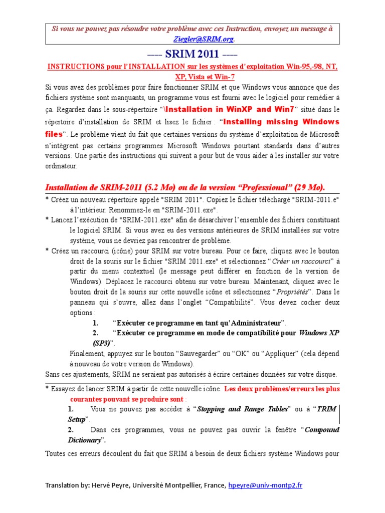 Installation et dépannage de SRIM | PDF | Registre Windows | Windows XP