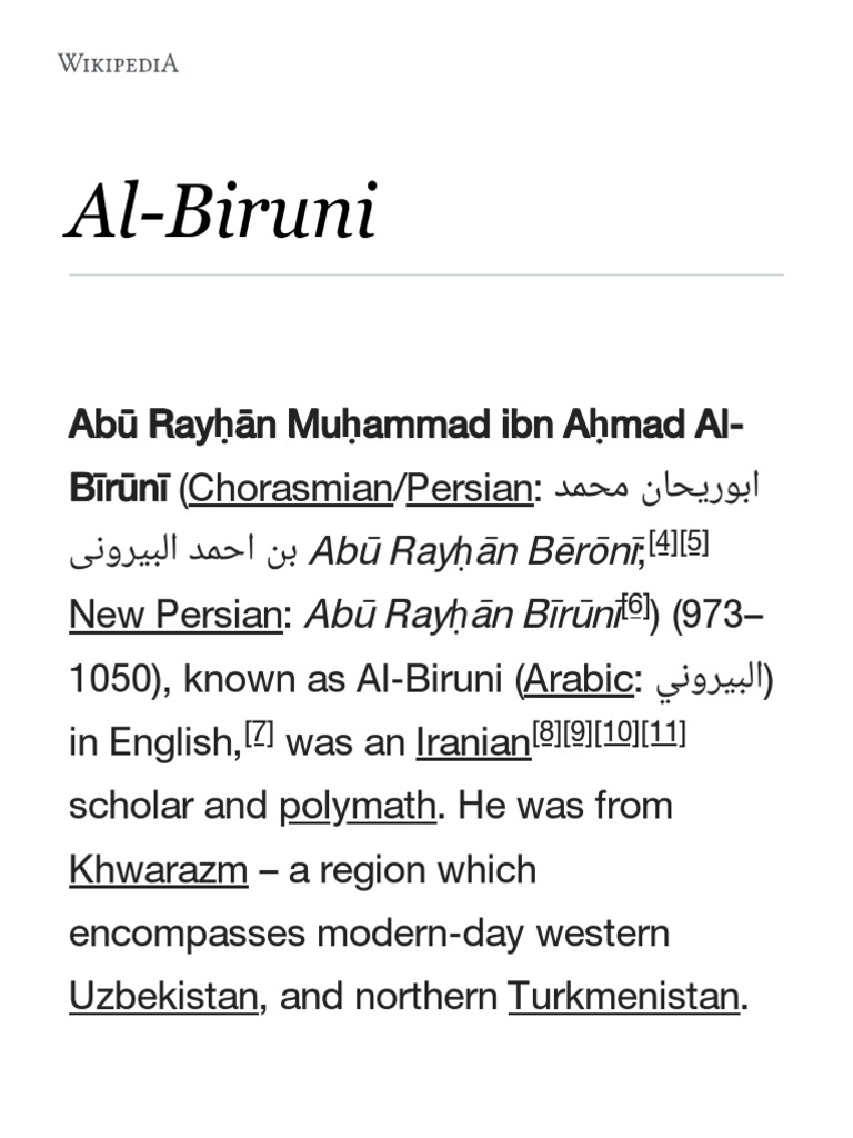 Al Biruni Wikipedia | PDF | Science