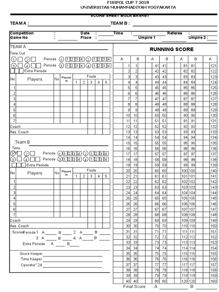 Score Sheet | PDF | Referee | Sports