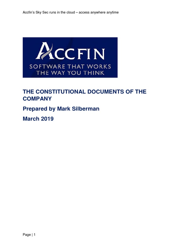 Understanding Company Constitutional Documents | PDF | Ratification ...