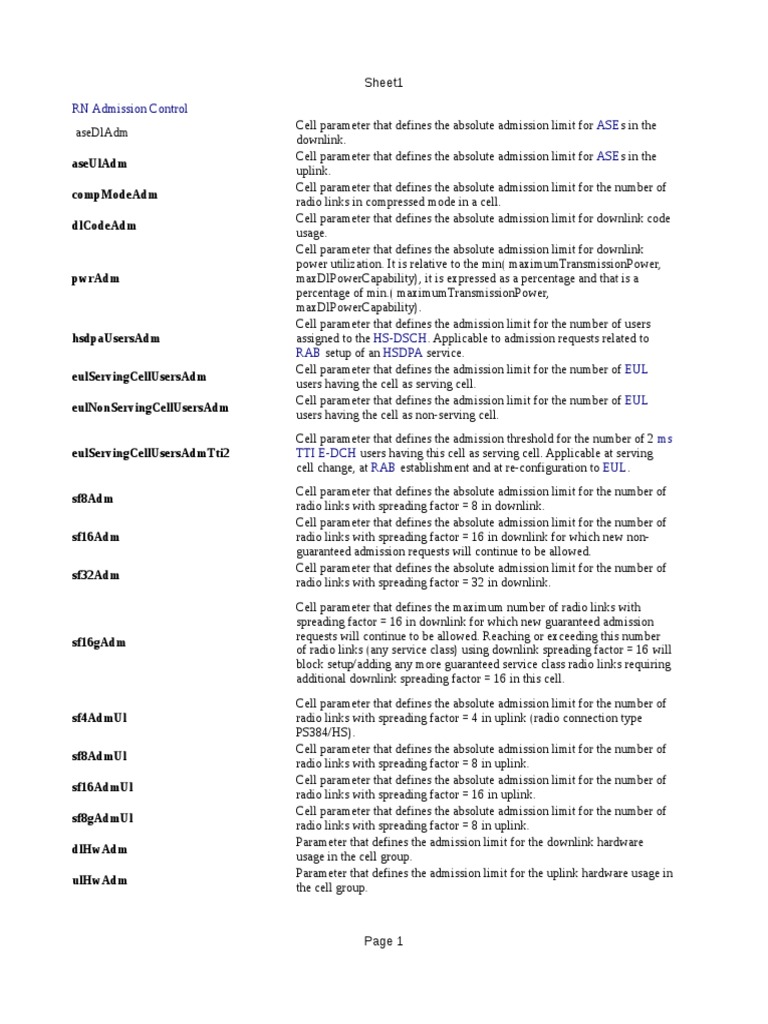 Ericsson 3G Parameter | PDF | High Speed Packet Access | Physical Layer ...