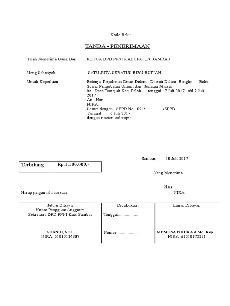 Contoh Kuitansi SPPD | PDF