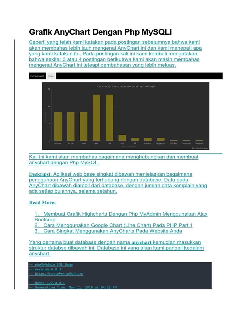 Grafik AnyChart Dengan PHP MySQLi | PDF