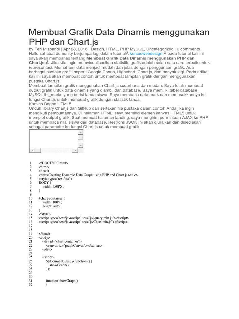 Membuat Grafik Data Dinamis Menggunakan PHP Dan Chart | PDF