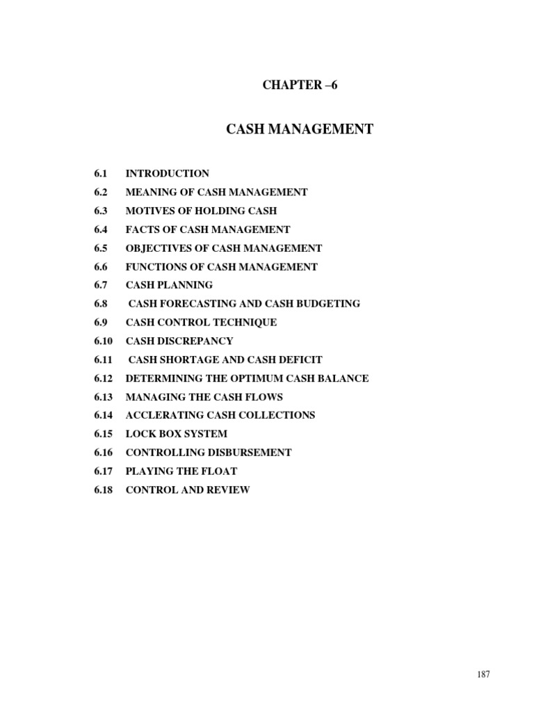 Cash Management: Chapter - 6 | PDF | Market Liquidity | Banks