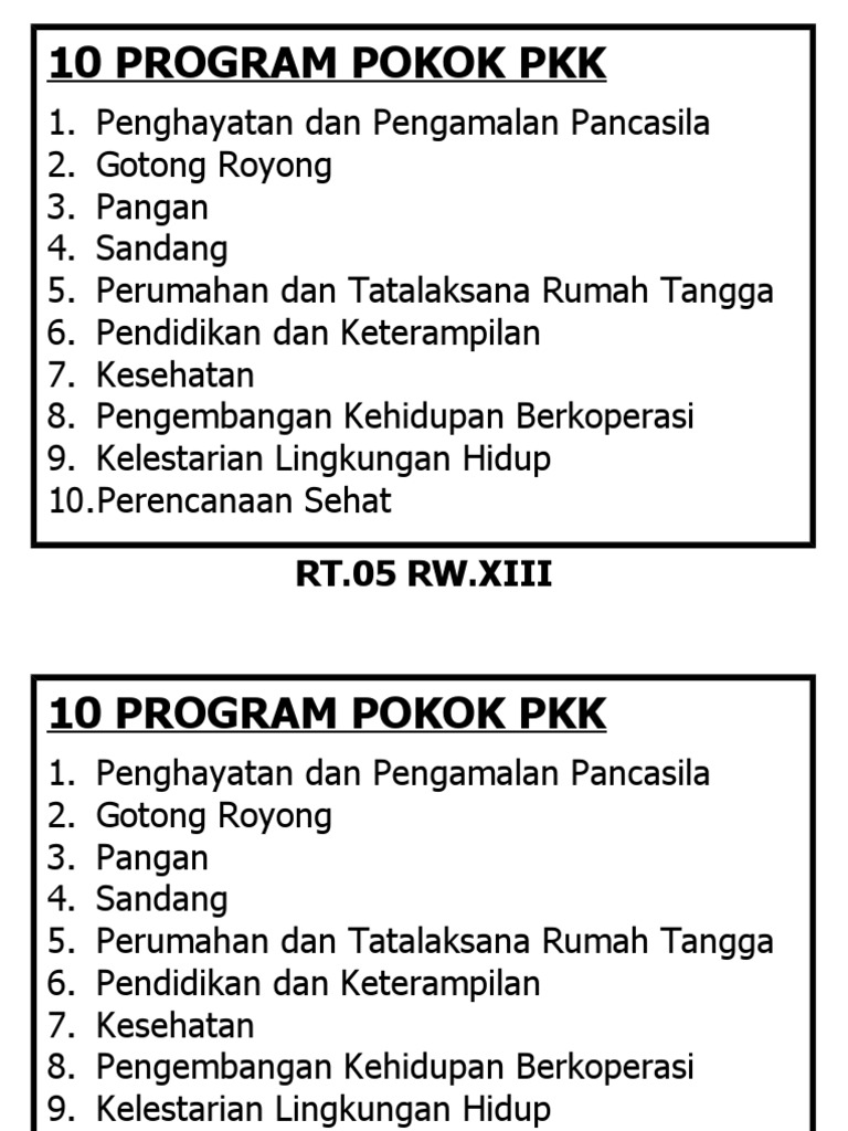 10 Program Pokok PKK dan Yel-Yel | PDF