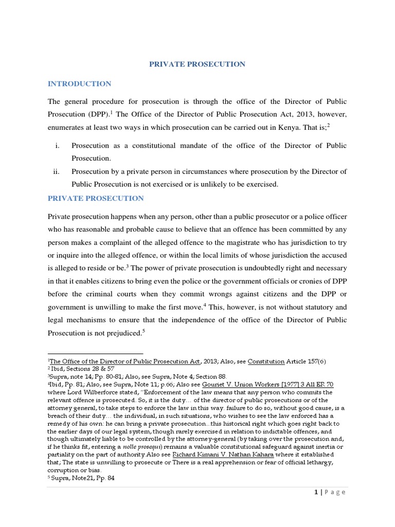 Private Prosecution in Kenya | PDF | Prosecutor | Criminal Procedure In ...