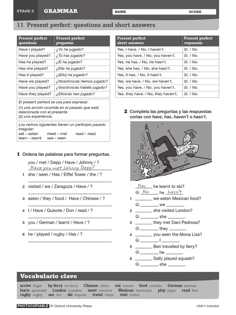 Present Perfect Quest 3º Eso Refuerzo 19 | PDF | Cognitive Science ...