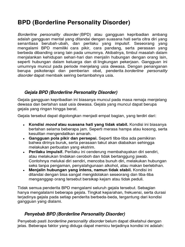 Borderline Personality Disorder (BPD) Atau Gangguan Kepribadian Ambang ...